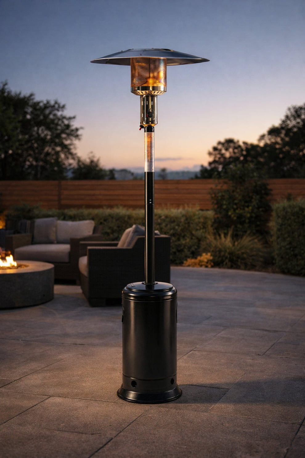 Solara Standing Patio Heater, Hammered Black – Origins by Alpine